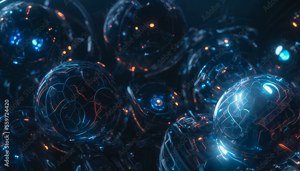 An abstract computer virus, bursting with colorful lights and effects ...