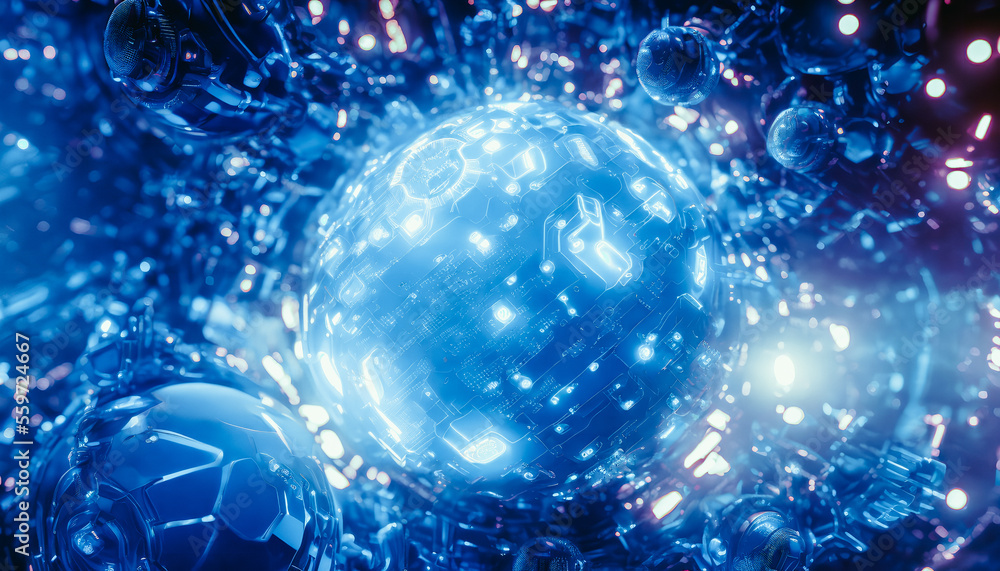 An abstract computer virus, bursting with colorful lights and effects ...