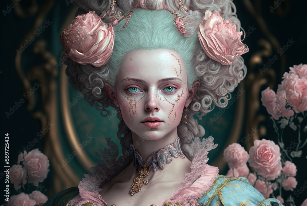 Rococo Lady. Generative AI, non-existent person. Stock Illustration ...