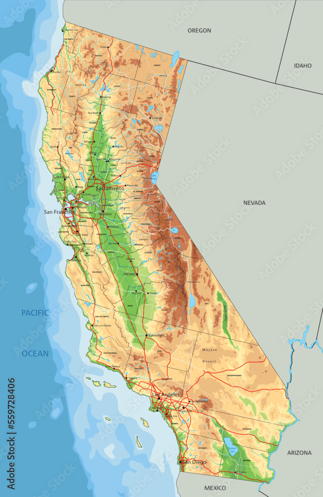 physiographic map of california