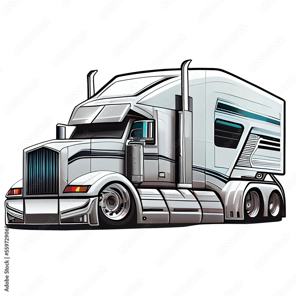Cartoon heave truck isolated on white background. Flat vector design ...