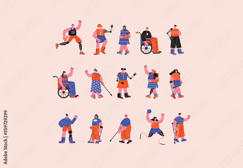 Broken White Flat Design Diversity Disability Asset Illustration Stock ...