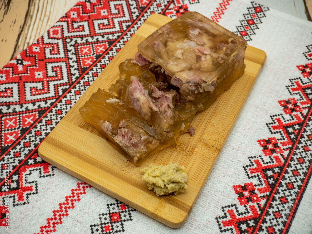 pork meat aspic known as piftie in romanian, christmas romanian ...