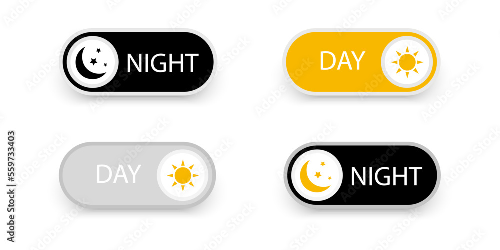 Day and night switch interface design. On and off toggle switch buttons ... Day and night switch interface design. On and off toggle switch buttons ...