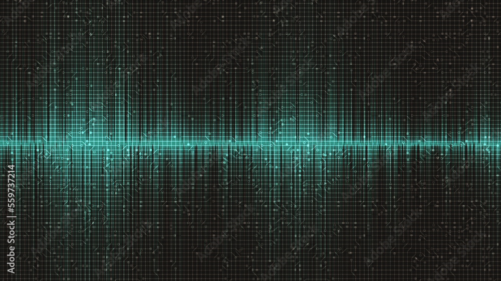 Vetor de Green Sound Wave on Black Background,technology and earthquake ...