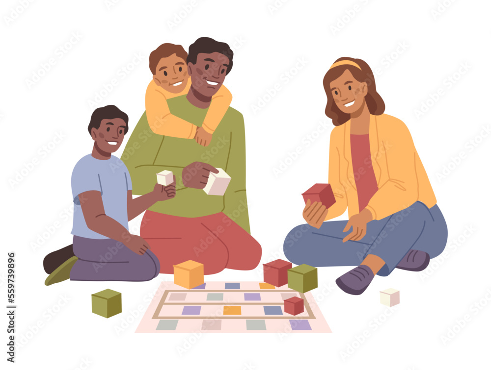 Kids Playing Board Games Cartoon