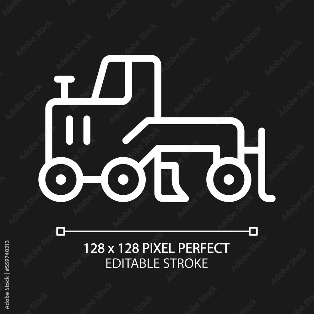 Grader pixel perfect white linear icon for dark theme. Creating flat ...