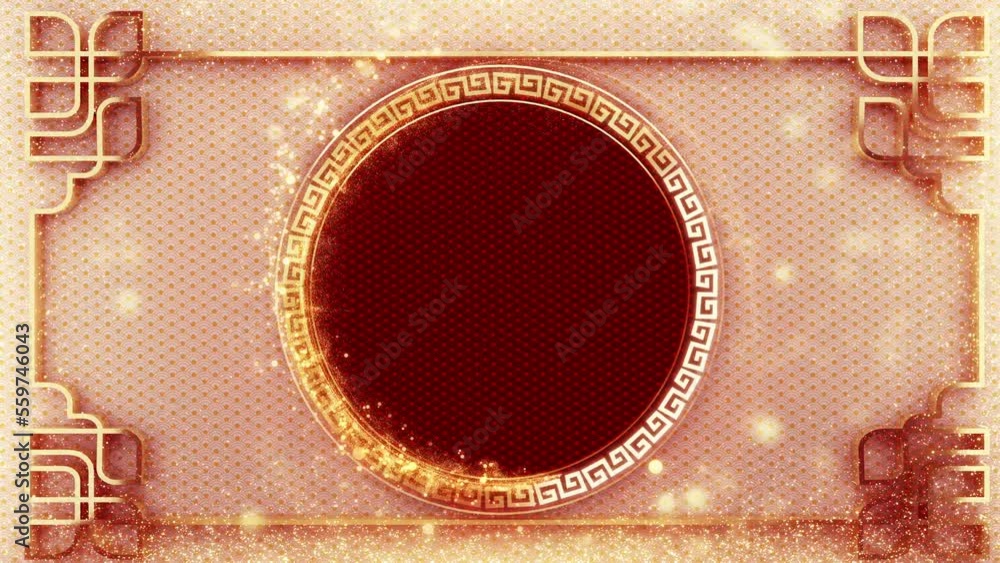 Chinese New Year with Particle and Frame Glow Loop. 3D rendering. Happy ...