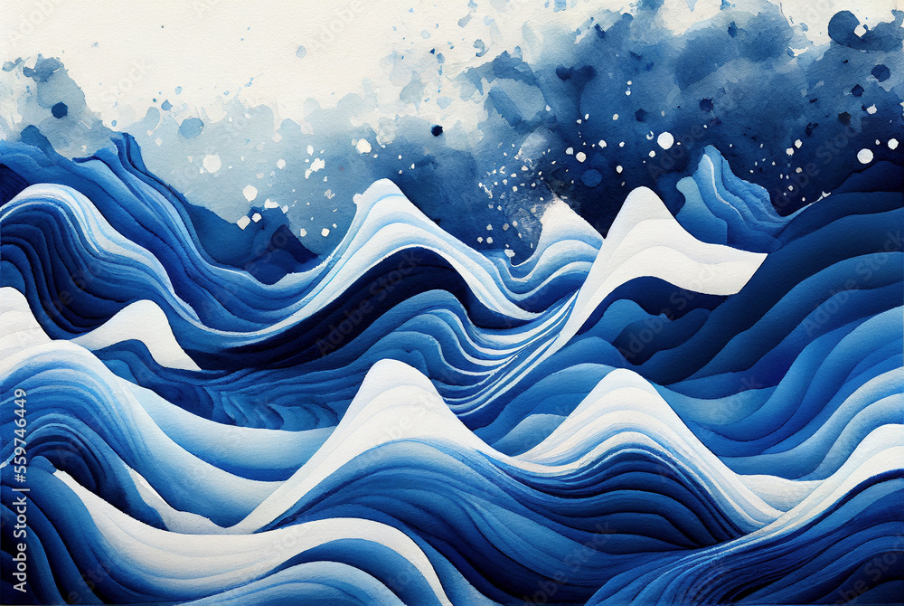 Deep blue sea water waves gradient lines abstract pattern background ...