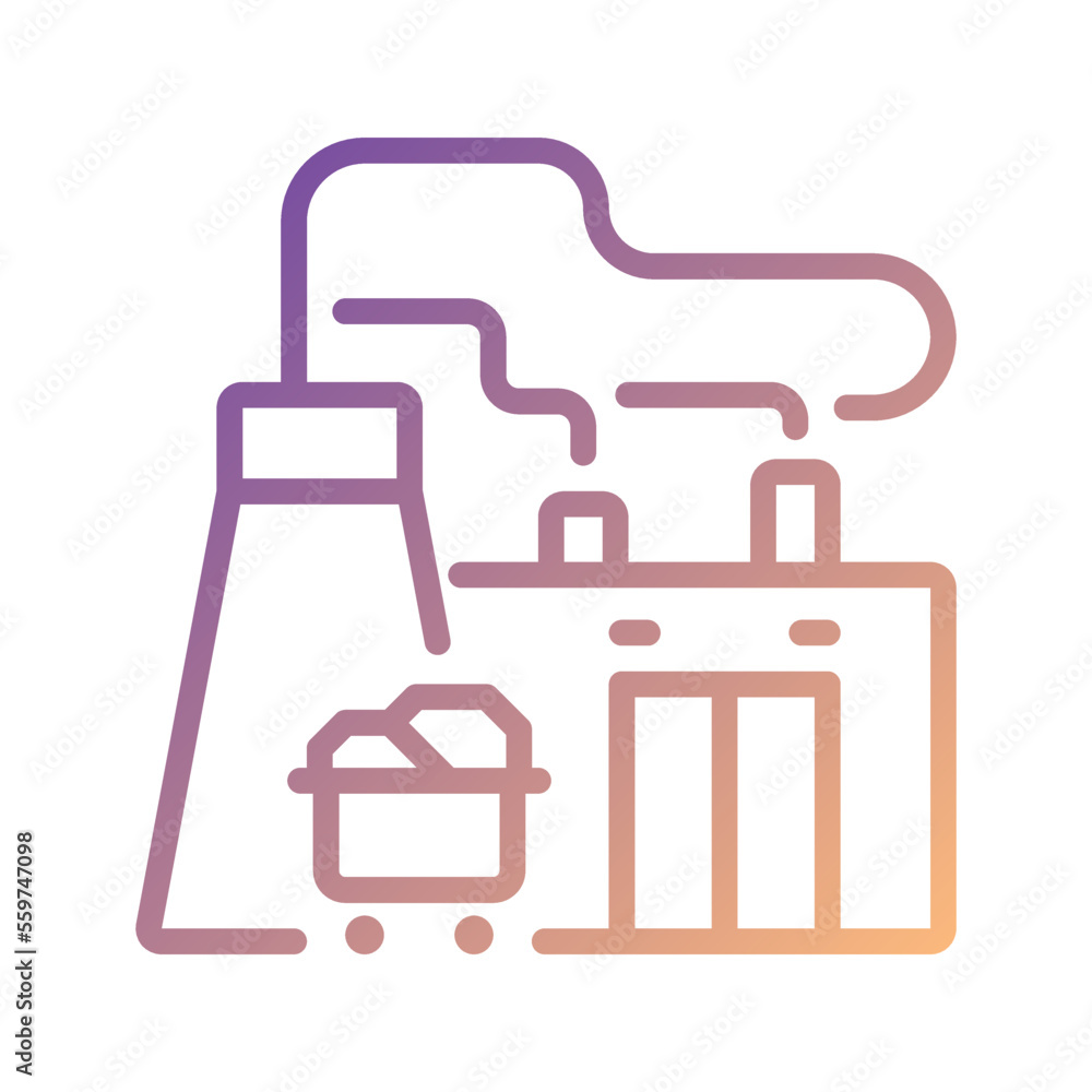 Fuel power plant pixel perfect gradient linear vector icon. Thermal ...