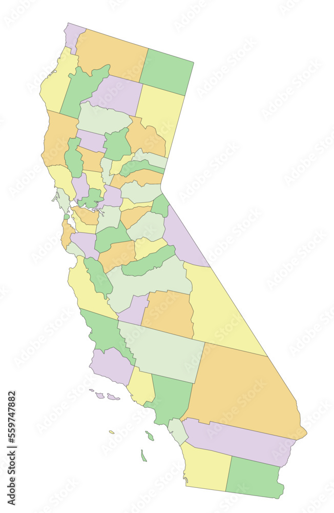 California - Highly detailed editable political map with Stock Vector ...