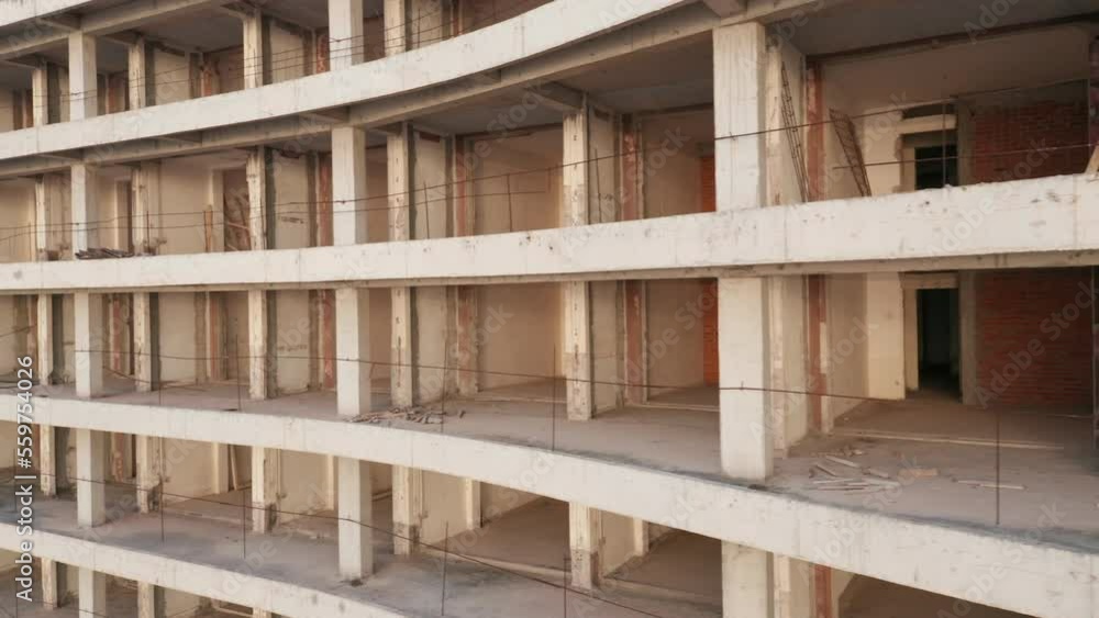 Building under construction - reinforced concrete high-rise multistory ...