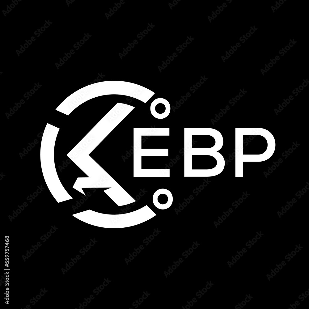 EBP letter logo. EBP white image on black background. EBP vector logo ...