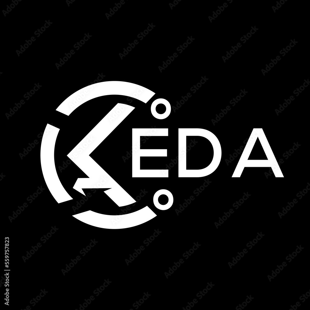 EDA letter logo. EDA white image on black background. EDA vector logo ...