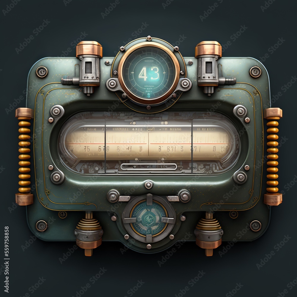 Dieselpunk Sci-fi energy bar indicator meter device for navigational ...