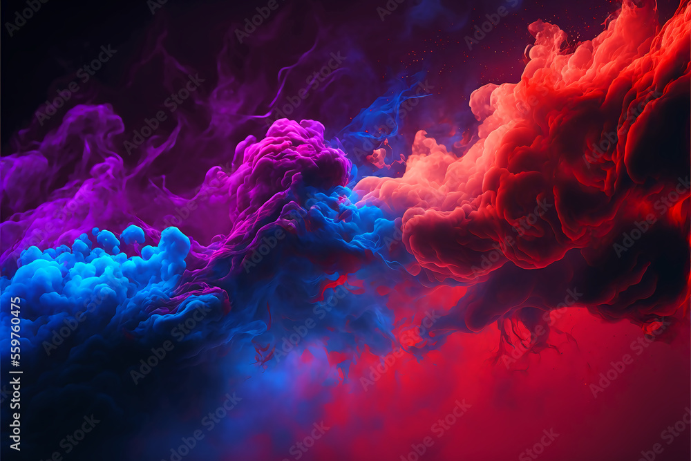 illustration Dramatic smoke and fog in contrasting vivid colors ...