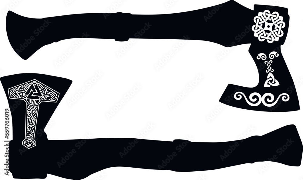Viking Ax silhouette with patterns, SVG Vector Stock Vector | Adobe Stock