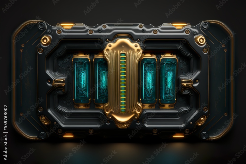 Futuristic sci-fi health bar indicator device interface for cyberpunk ...