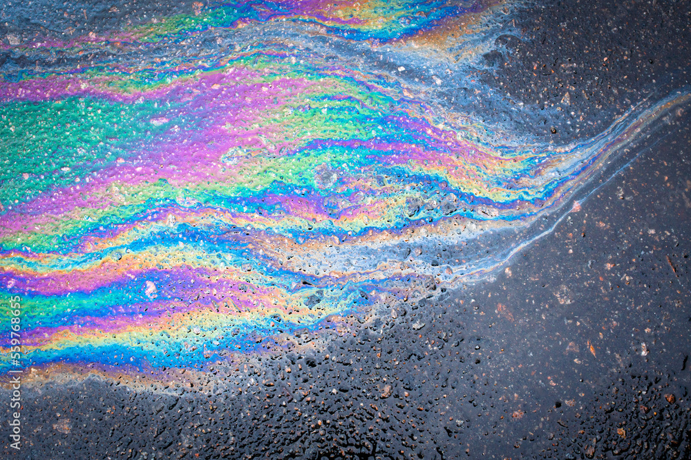 Abstract Color Gasoline fuel spots on Asphalt Road as Texture or ...