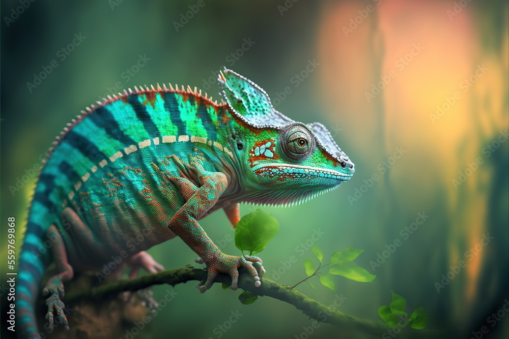chameleon with blur background, predator, Made by AI,Artificial ...