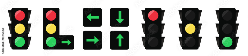 Traffic control light set. Color traffic light. Street traffic light ...