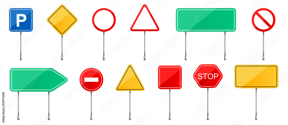 Road signs and Street traffic. Highway warning, priority, prohibitory ... Road signs and Street traffic. Highway warning, priority, prohibitory ...