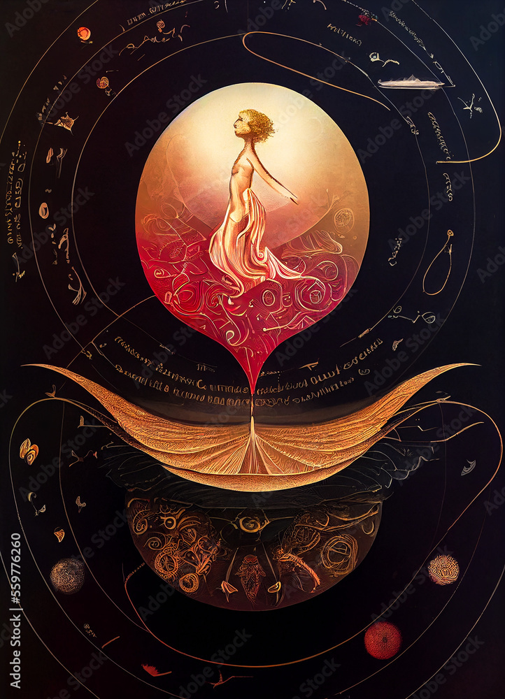 spiritual illustration of human transformation on a background Stock ...