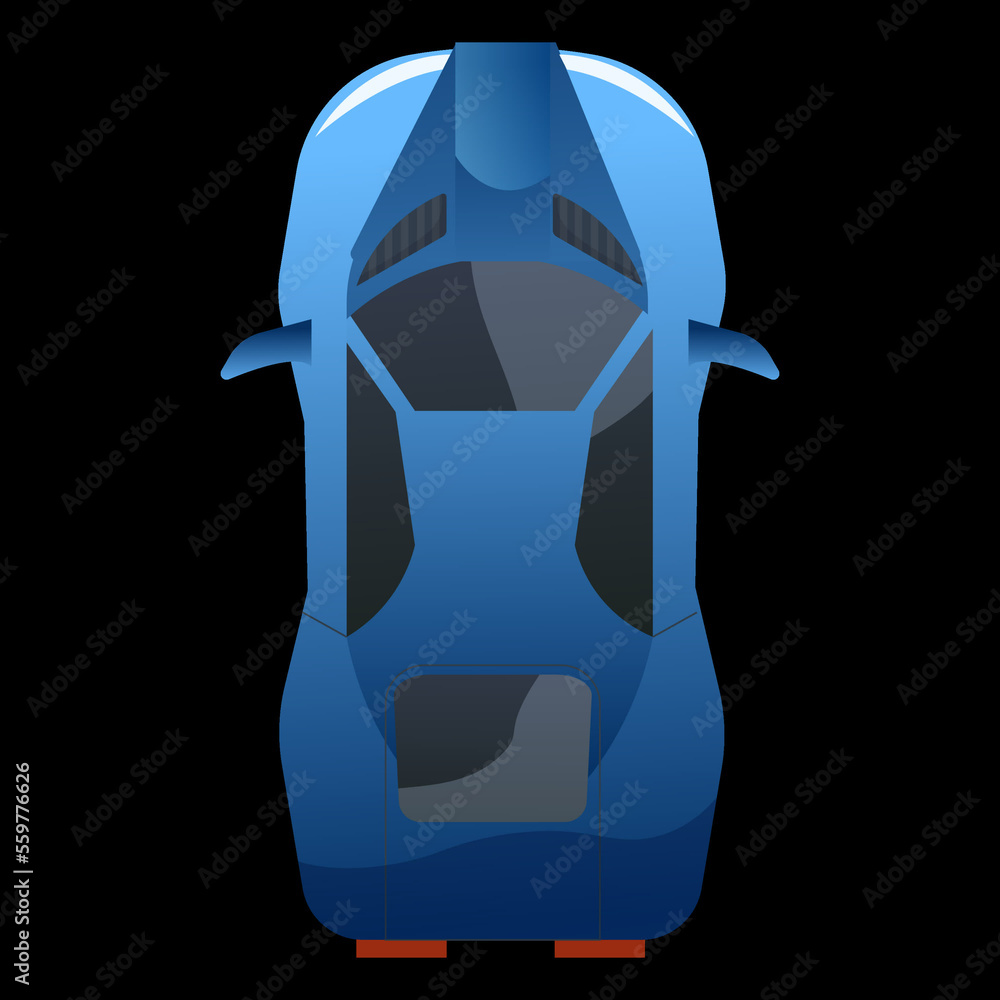 Race car top view in cartoon style transport with shadows and light ...