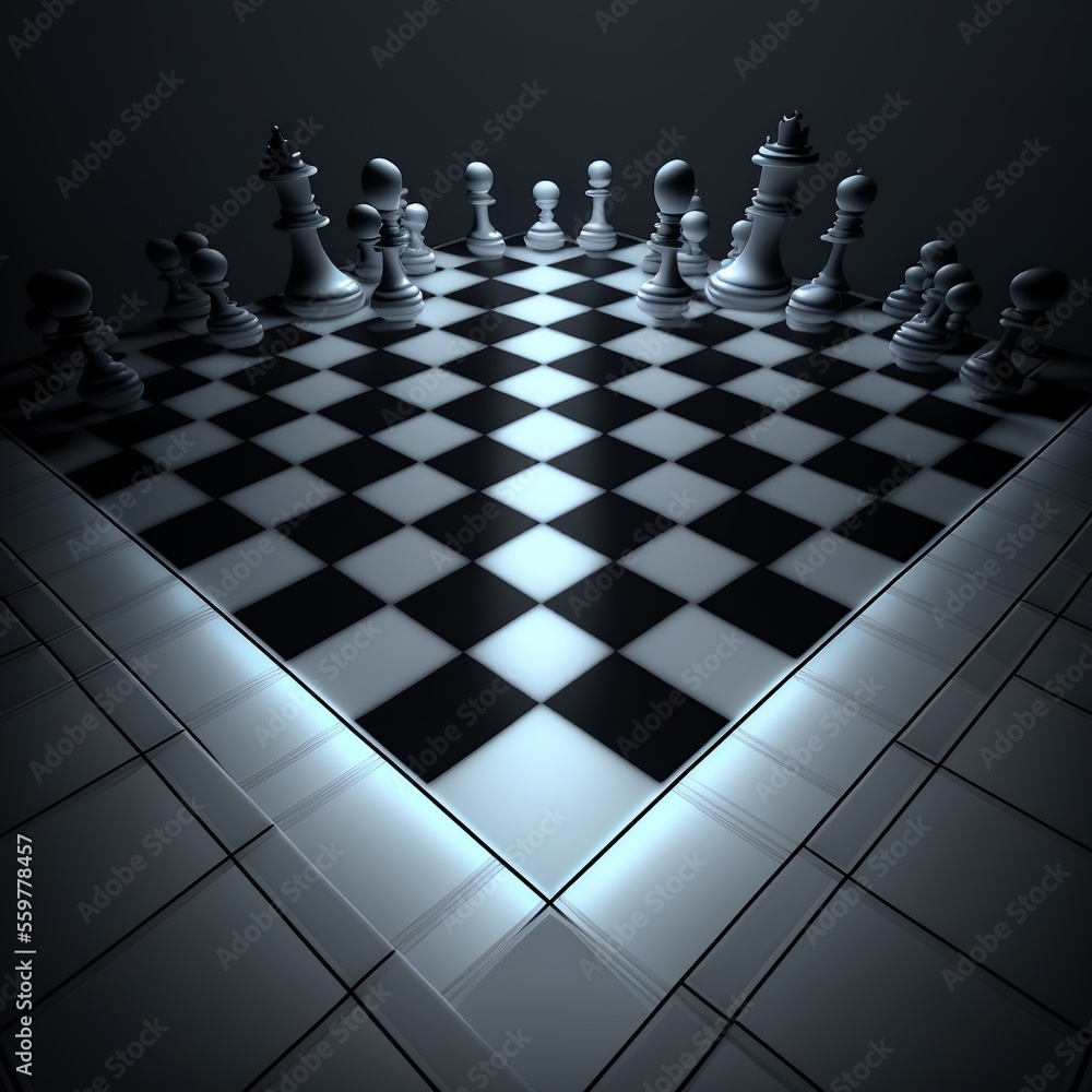 black and white top view chess board in dark chess pieces they form an ...