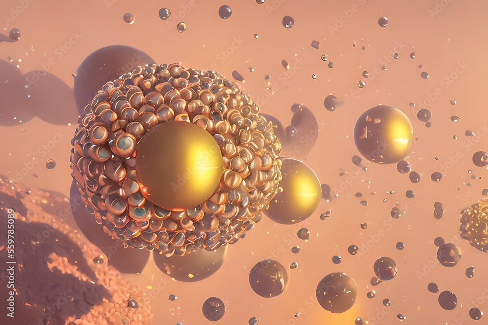 ai generated art. 3d rendering illustration of realistic golden ball ...