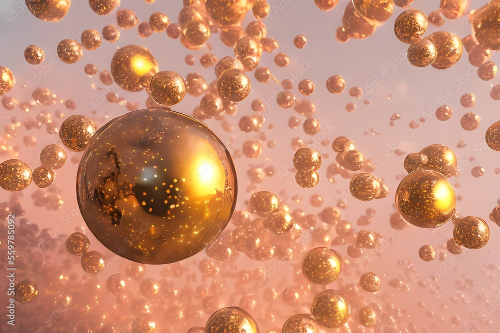 ai generated art. 3d rendering illustration of realistic golden ball ...