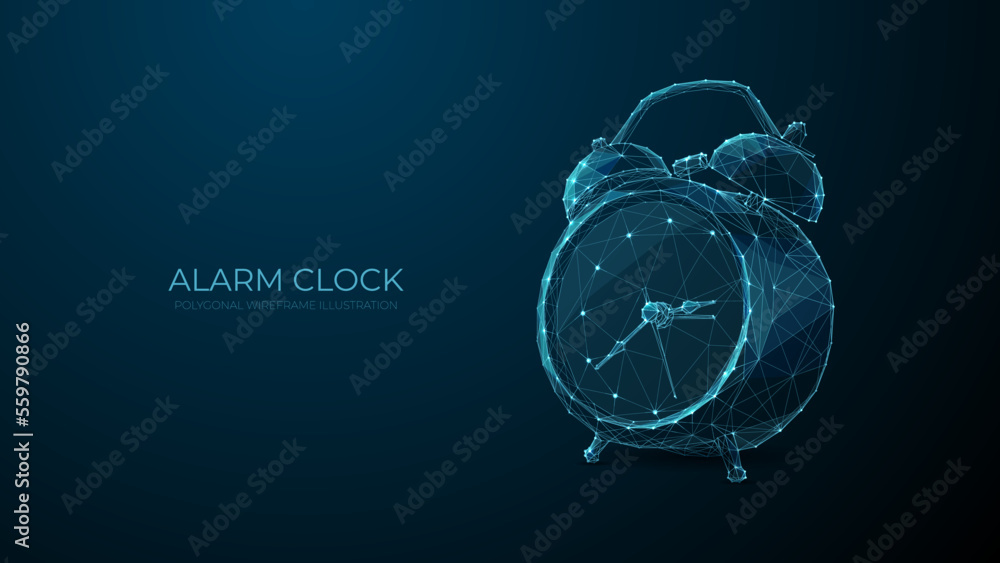 Table alarm clock. Digital polygon illustration of retro clock ...