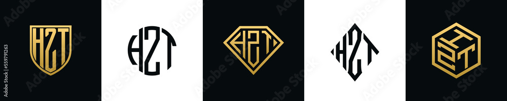 Vetor de Initial letters HZT logo designs Bundle. This collection ...