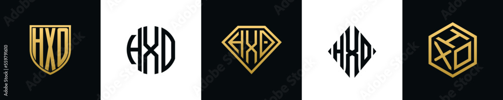 Initial letters HXO logo designs Bundle. This collection incorporated ...