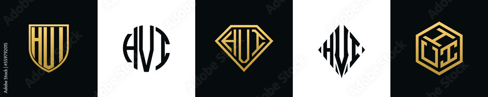 Initial letters HVI logo designs Bundle. This collection incorporated ...