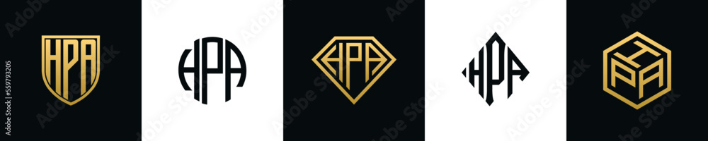 Initial letters HPA logo designs Bundle. This collection incorporated ...