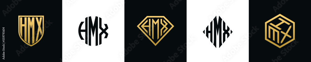 Vetor de Initial letters HMX logo designs Bundle. This collection ...