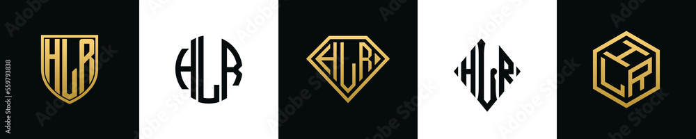 Initial letters HLR logo designs Bundle. This collection incorporated ...
