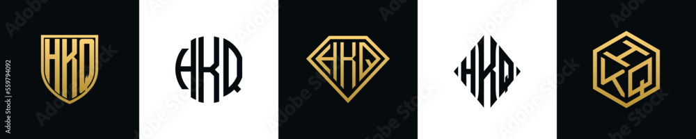 Initial letters HKQ logo designs Bundle. This collection incorporated ...