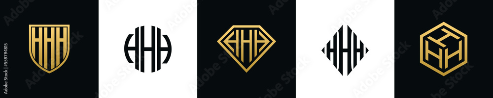 Initial letters HHH logo designs Bundle. This collection incorporated ...