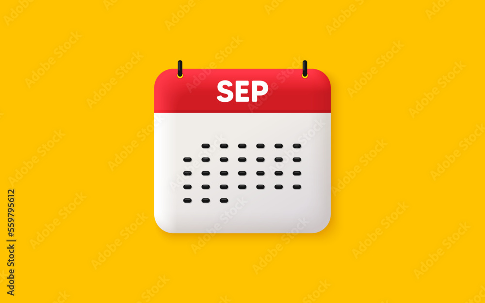 Calendar date 3d icon. September month icon. Event schedule Sep date ...