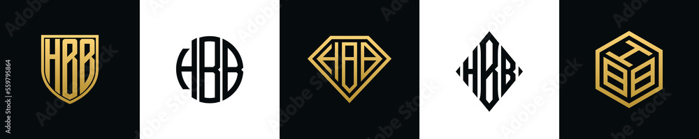 Initial letters HBB logo designs Bundle. This collection incorporated ...