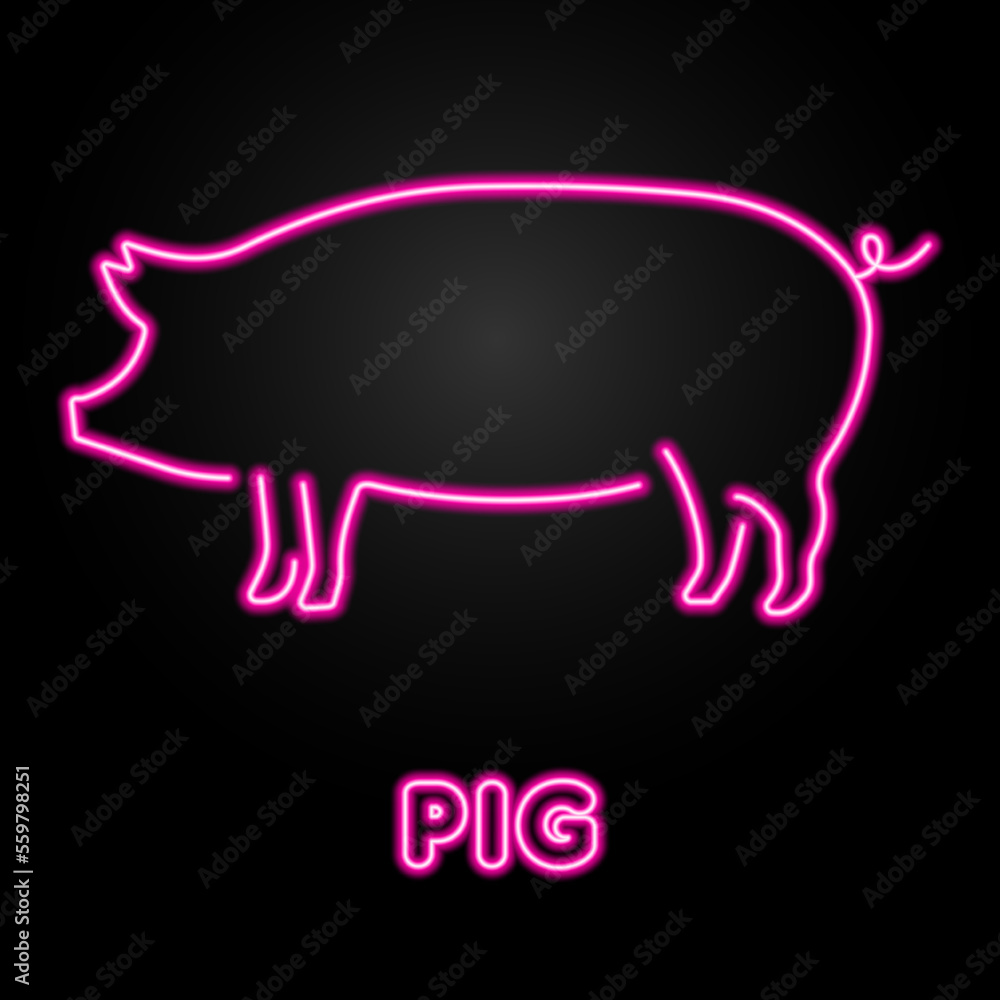 pig neon sign, modern glowing banner design, colorful modern design ...