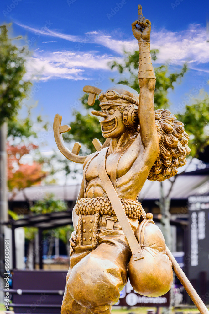 ワンピース「麦わらの一味」ウソップ像 「阿蘇駅・道の駅阿蘇」 One Piece "Straw Hat Crew" Usopp Statue ...