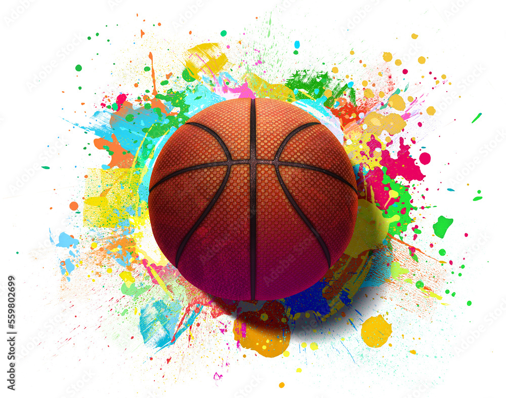 basketball illustration with splash color background Stock Illustration ...