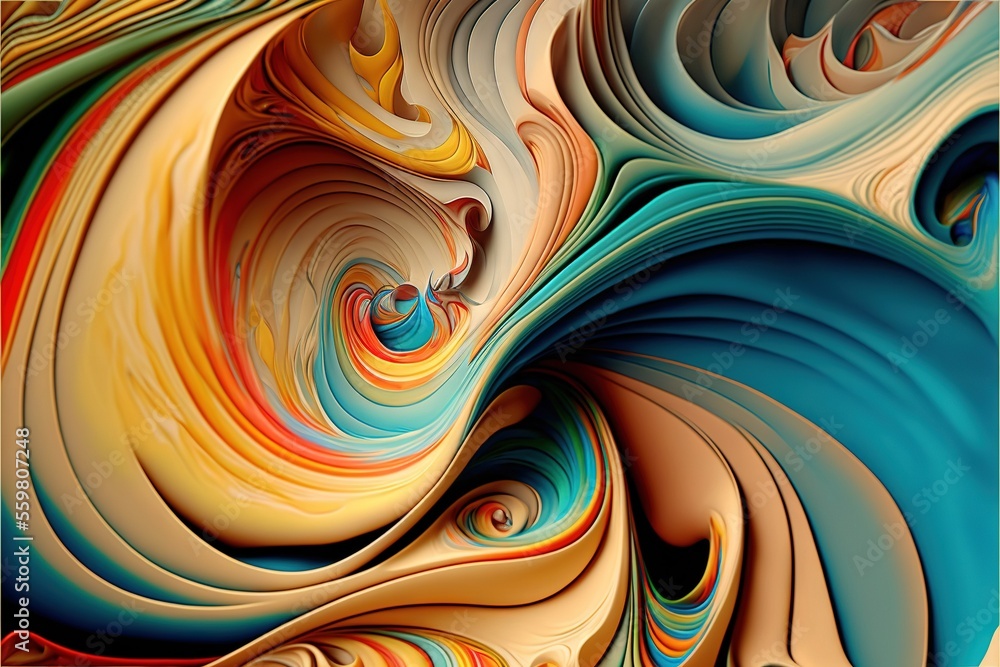 a computer generated image of a colorful swirl design on a white ...