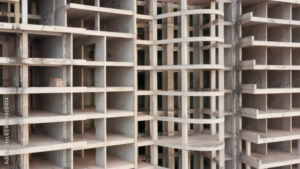 Building under construction - reinforced concrete high-rise multistory ...