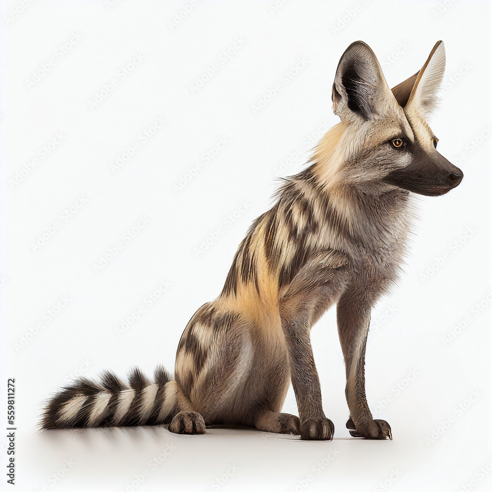 Aardwolf isolated on white photorealistic, soft lighting, depth of ...