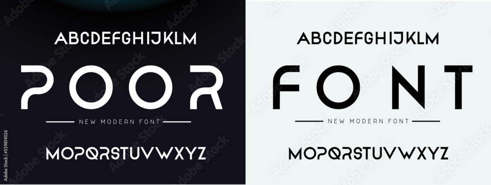 POOR Sports minimal tech font letter set. Luxury vector typeface for ...