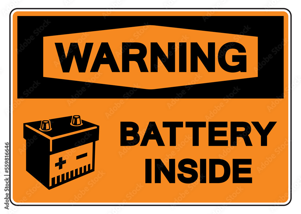 Warning Battery Inside Symbol Sign, Vector Illustration, Isolated On ...